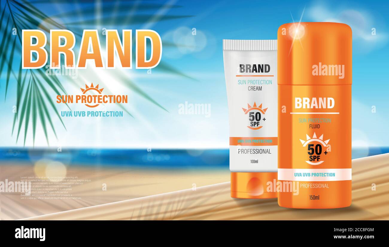 Sun protection, sunscreen and Sunblock design template. Cosmetic ...