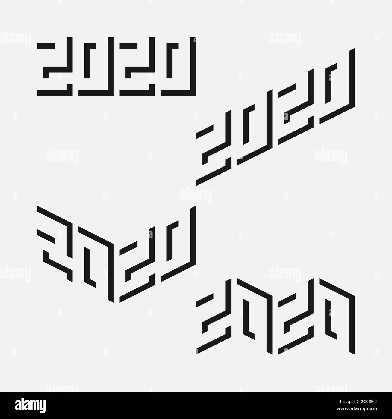 2020 design typography. Set of two graphic monochrome logos Stock ...