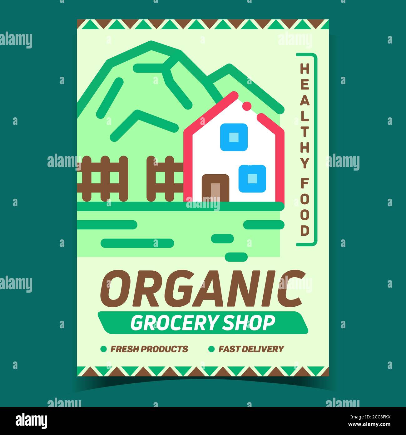 Organic Grocery Shop Advertising Banner Vector Stock Vector Image & Art ...