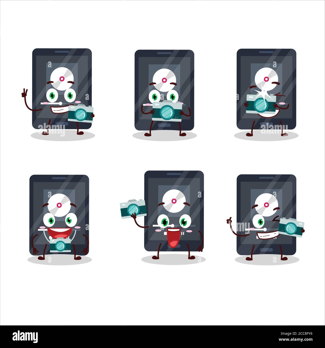 Photographer profession emoticon with ipod music cartoon character ...