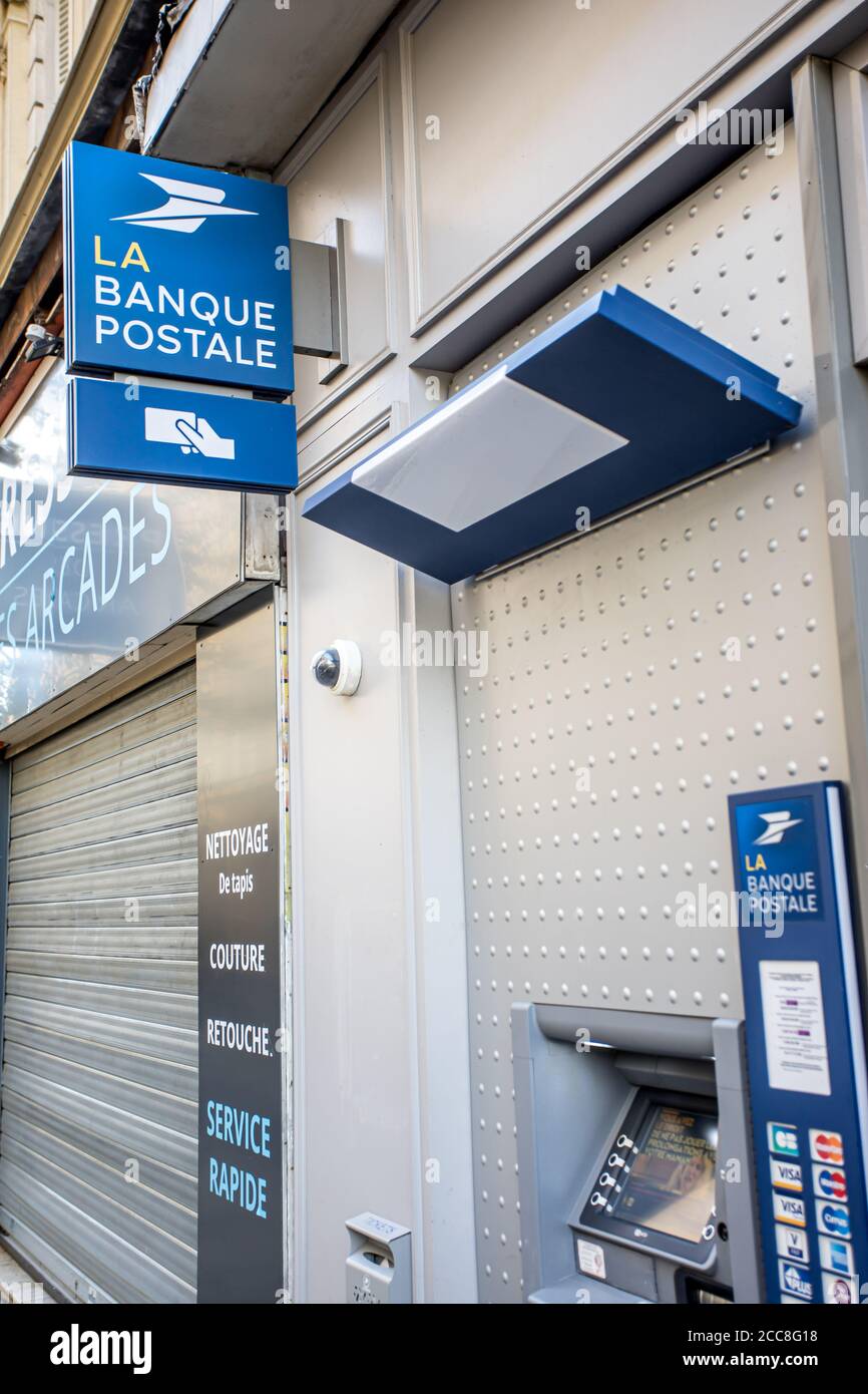 front of the postal bank (French bank Stock Photo - Alamy