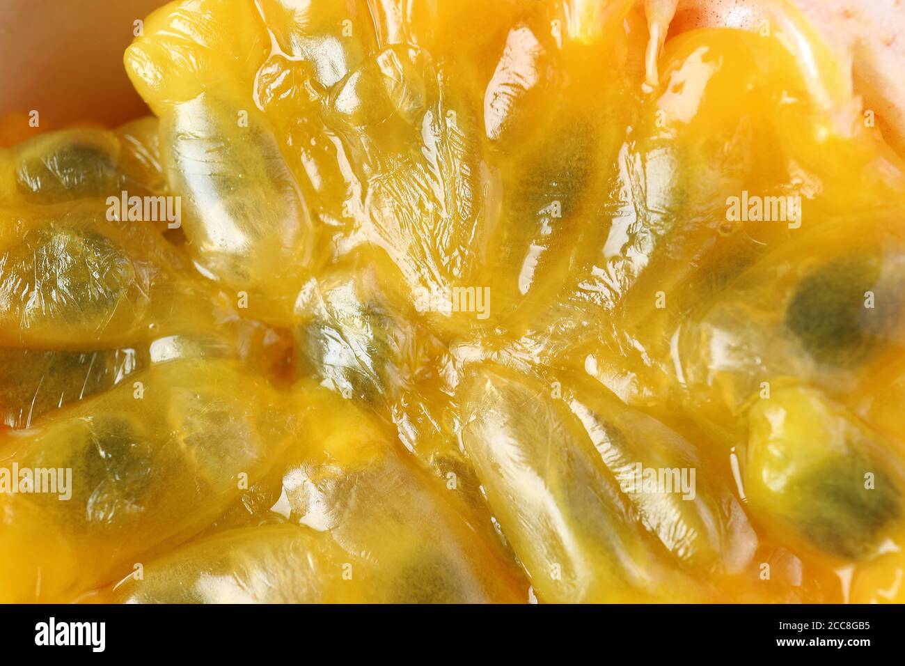 Closeup the Amazing Flesh of a Fresh Ripe Passion Fruit Texture Stock ...