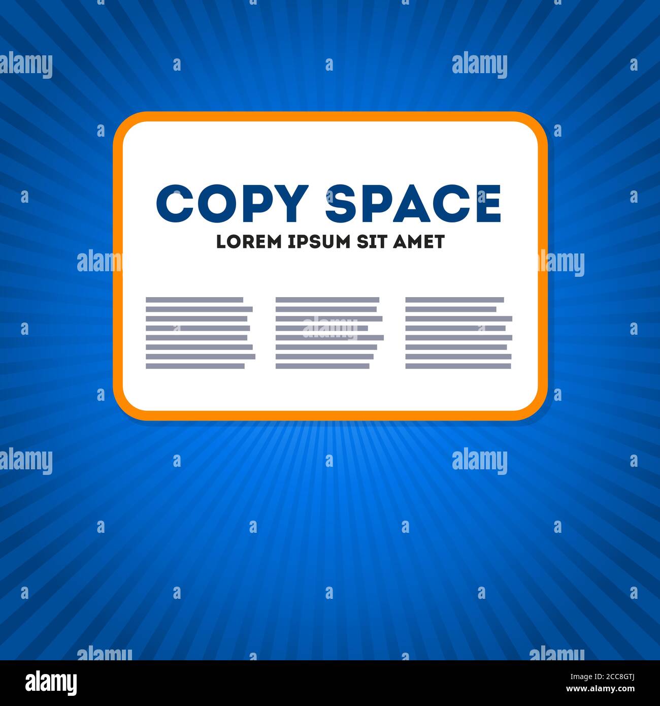 Radial background in blue with copy space text box. Vector illustration ...