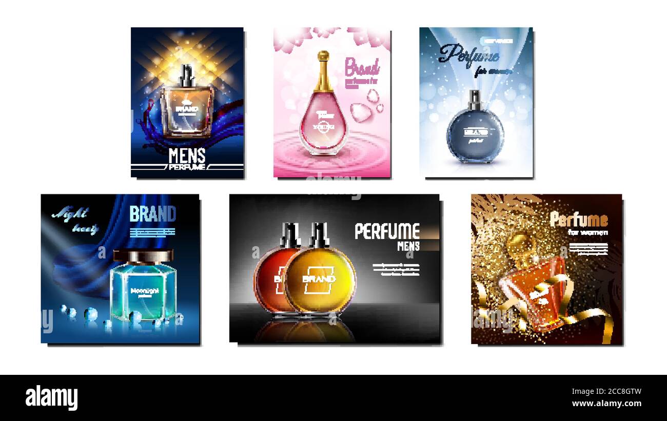 Perfume Product Promotional Posters Set Vector Stock Vector Image & Art ...
