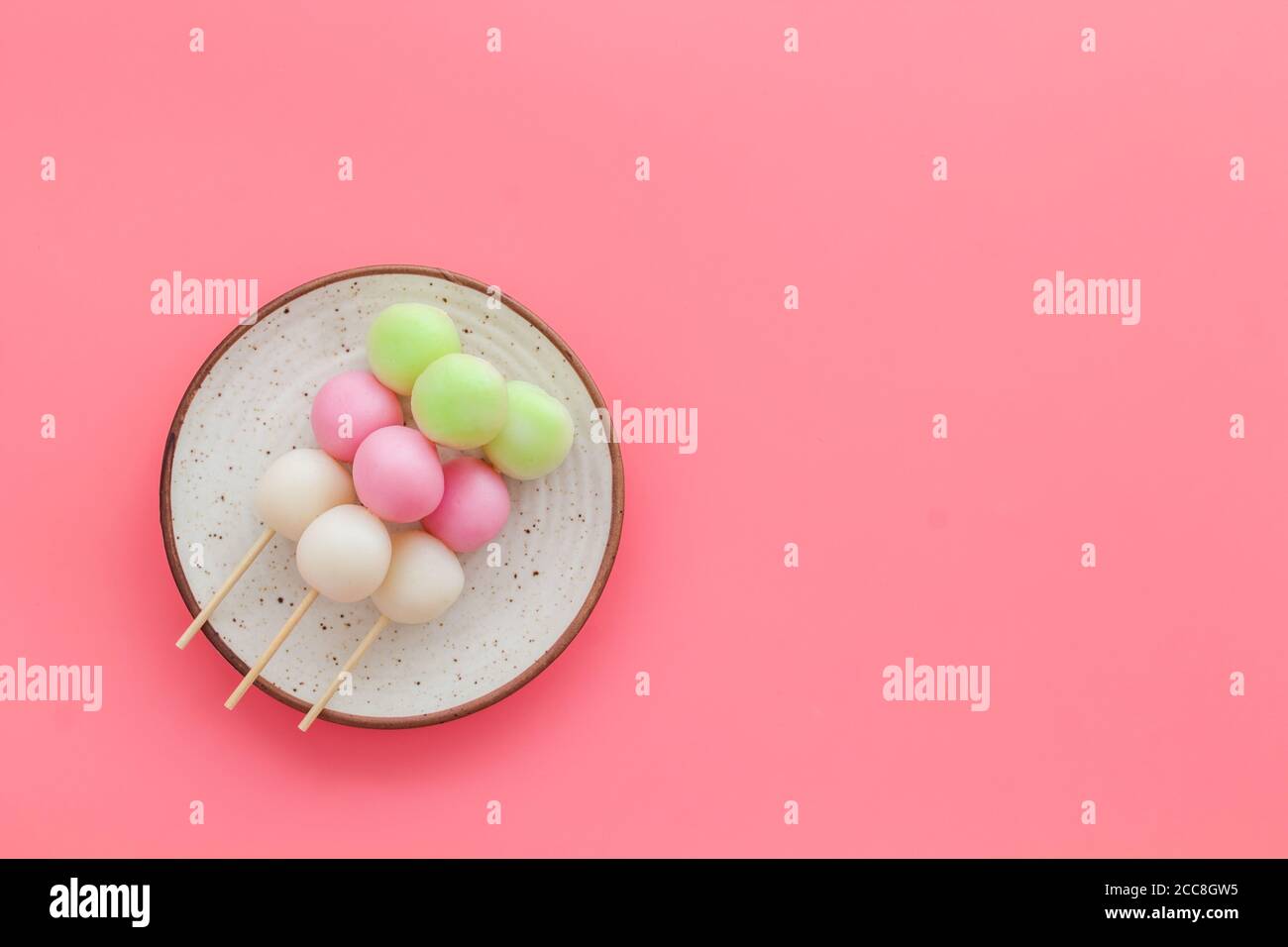 Dango - Japanese dumpling rice cake on plate, top view Stock Photo - Alamy