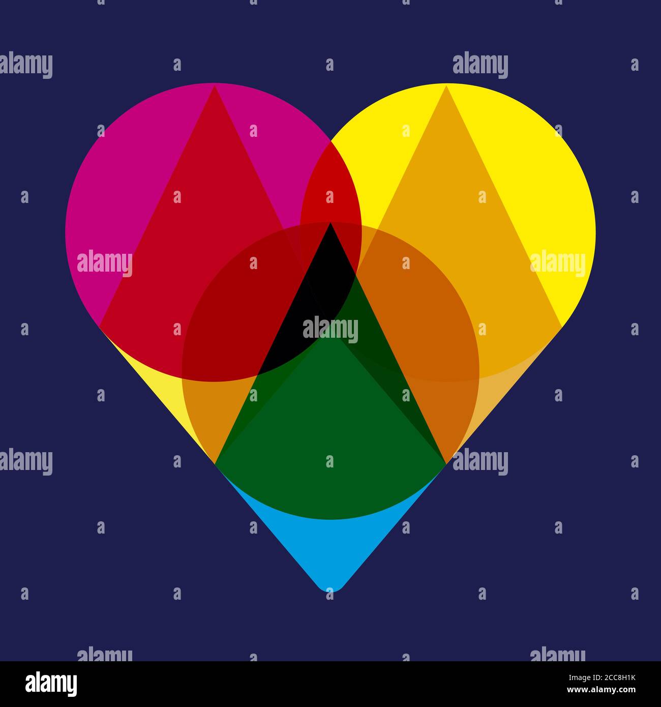 Transparent heart icon with primary colors. Isolated. Vector ...
