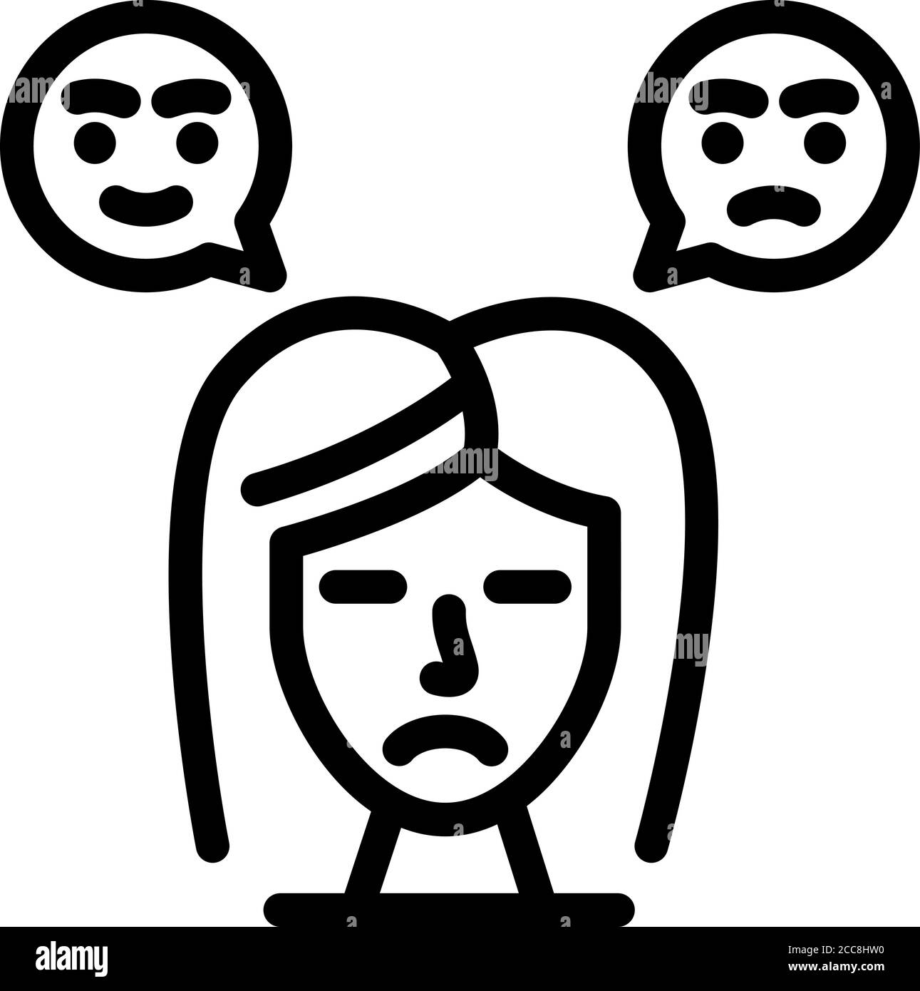 Sad girl icon, outline style Stock Vector Image & Art - Alamy