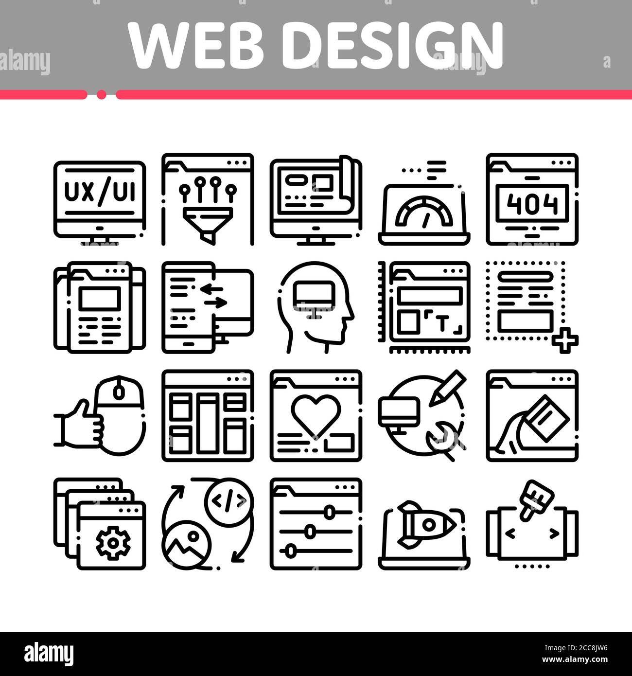 Web Design Development Collection Icons Set Vector Stock Vector Image ...