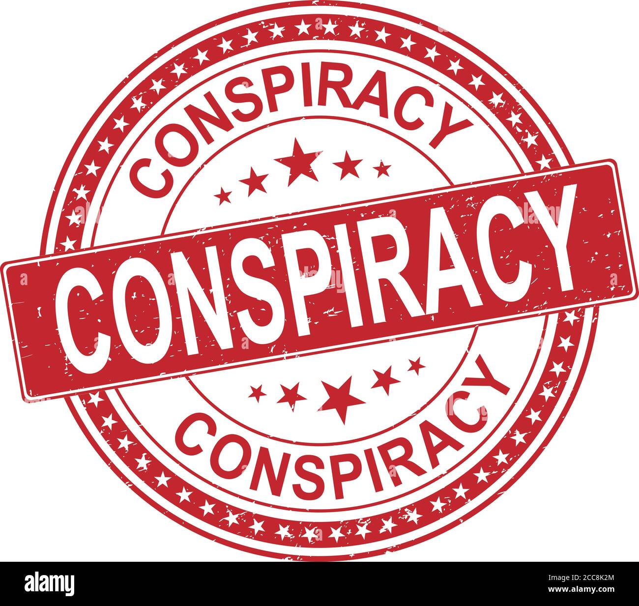RED conspiracy. grungy round rubber stamp logo emblem Stock Vector ...
