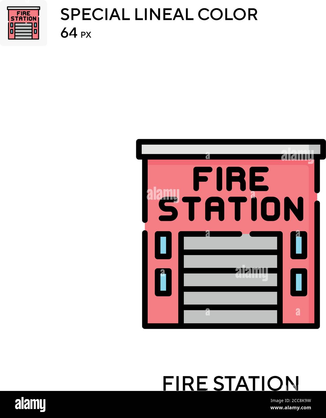 Fire station Special lineal color vector icon. Illustration symbol ...
