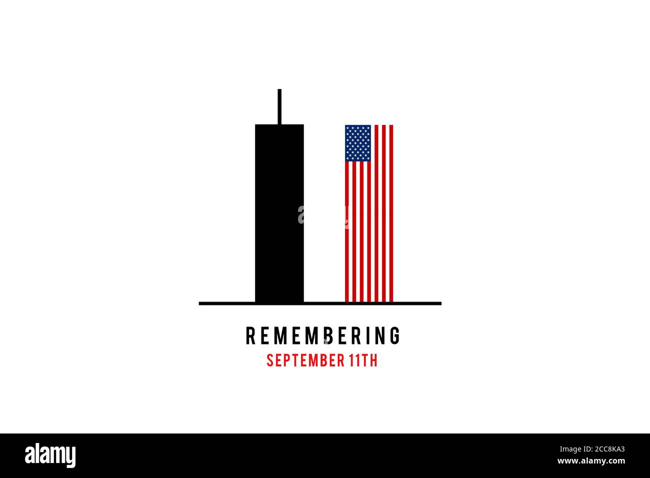 Always Remember 9 11. Number nine and the twin towers representing the ...