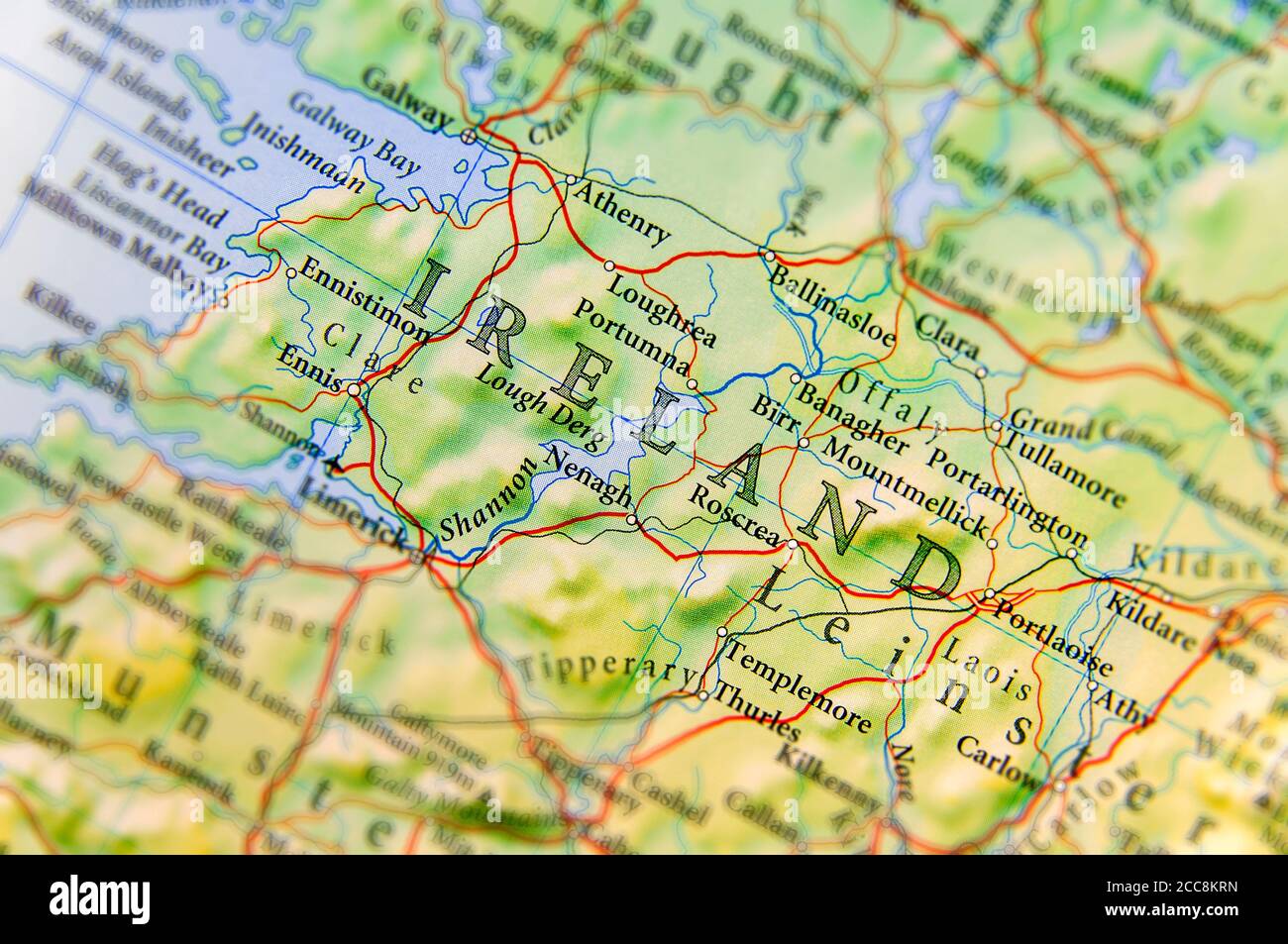 Geographic map of European country Ireland with important cities Stock ...