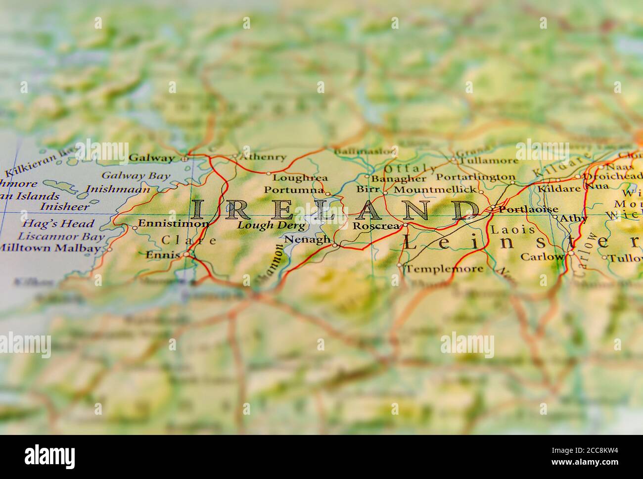 Geographic map of European country Ireland with important cities Stock ...