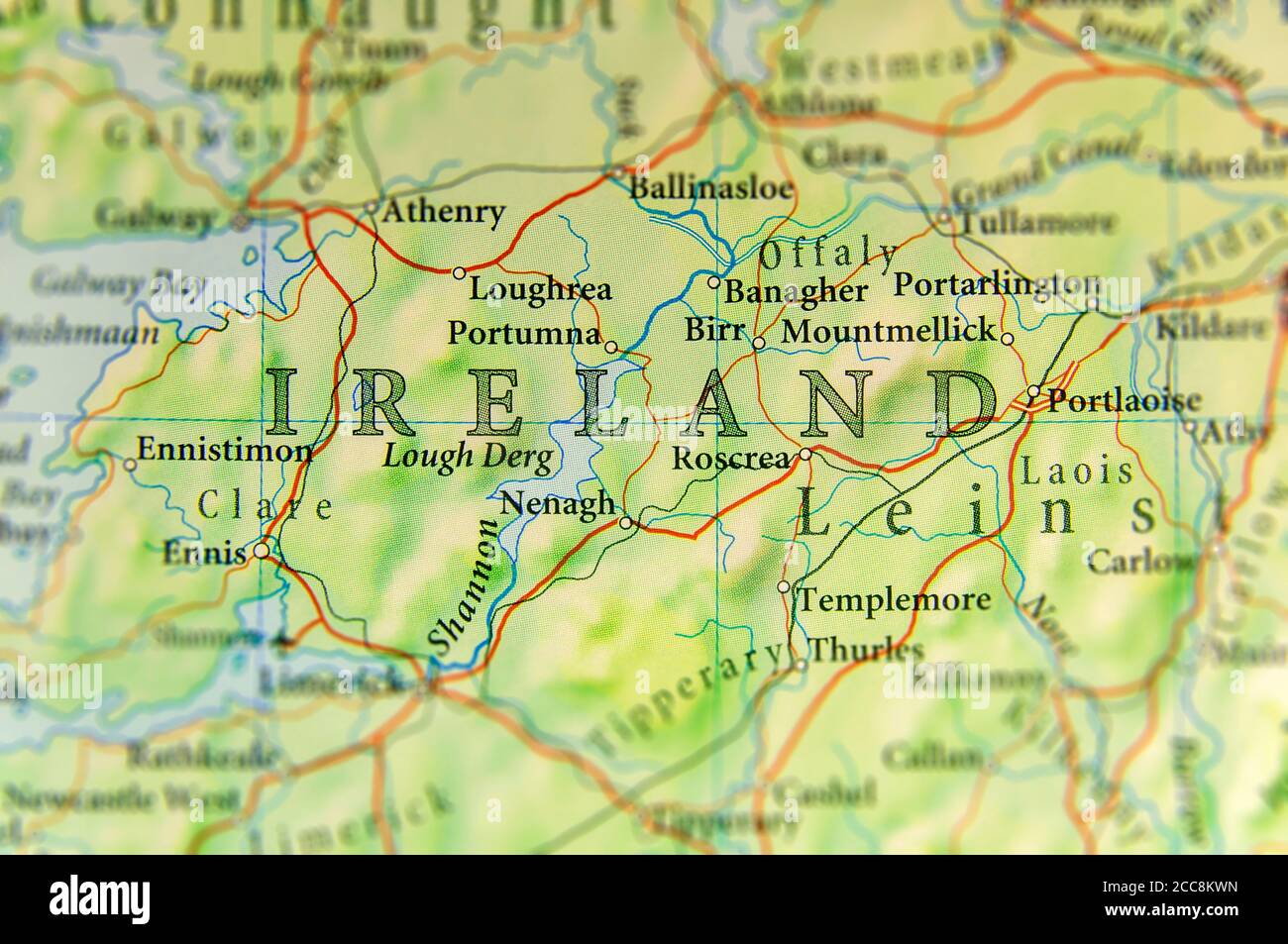Geographic map of European country Ireland with important cities Stock ...