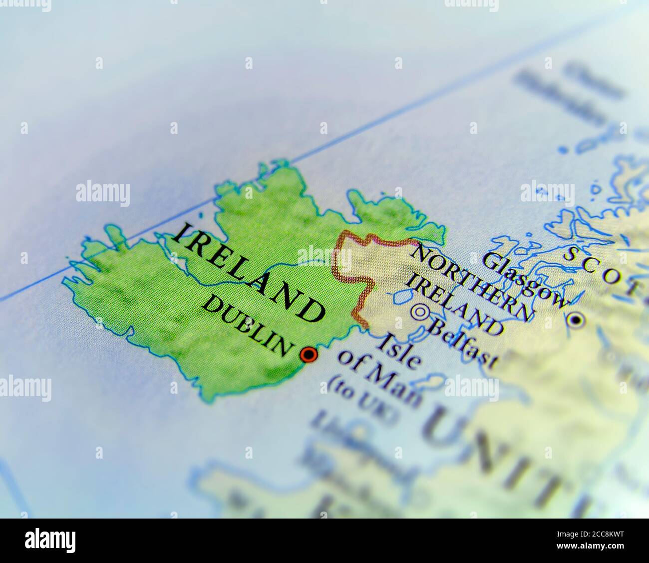 Geographic map of European country Ireland with important cities Stock ...