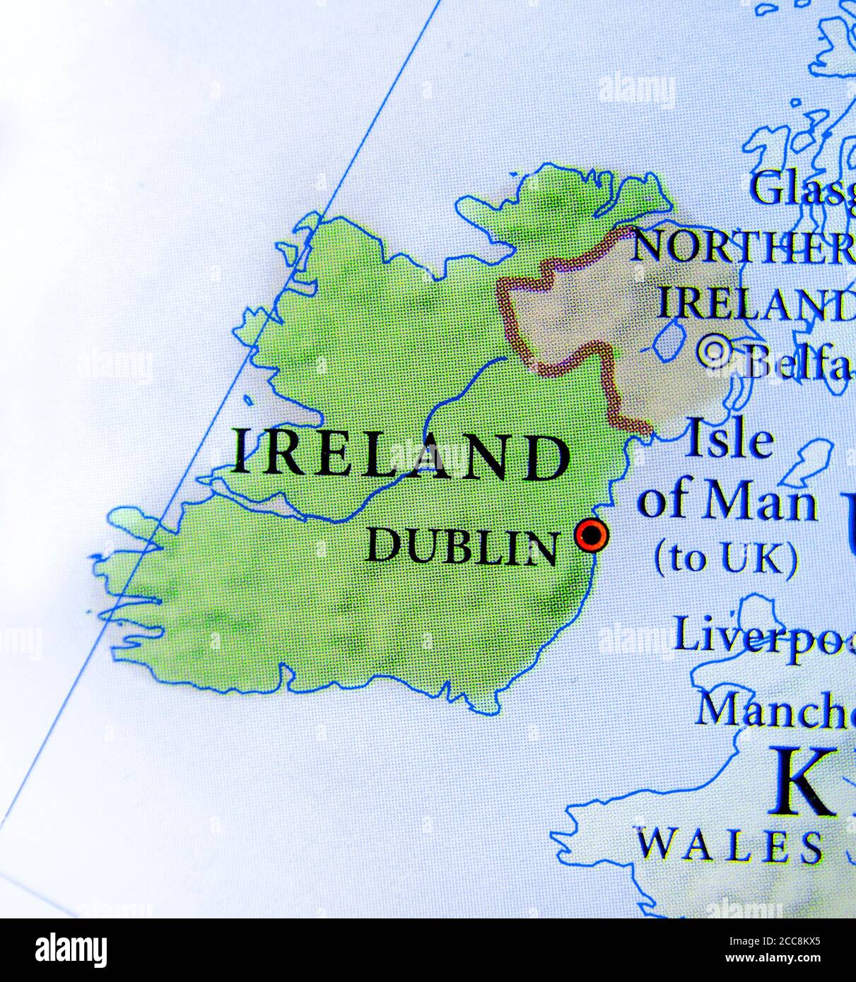 Geographic map of European country Ireland with important cities Stock ...