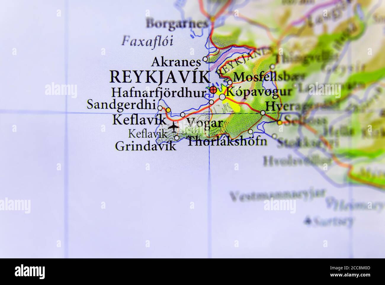 Geographic map of European country Island with Reykjavik capital city ...