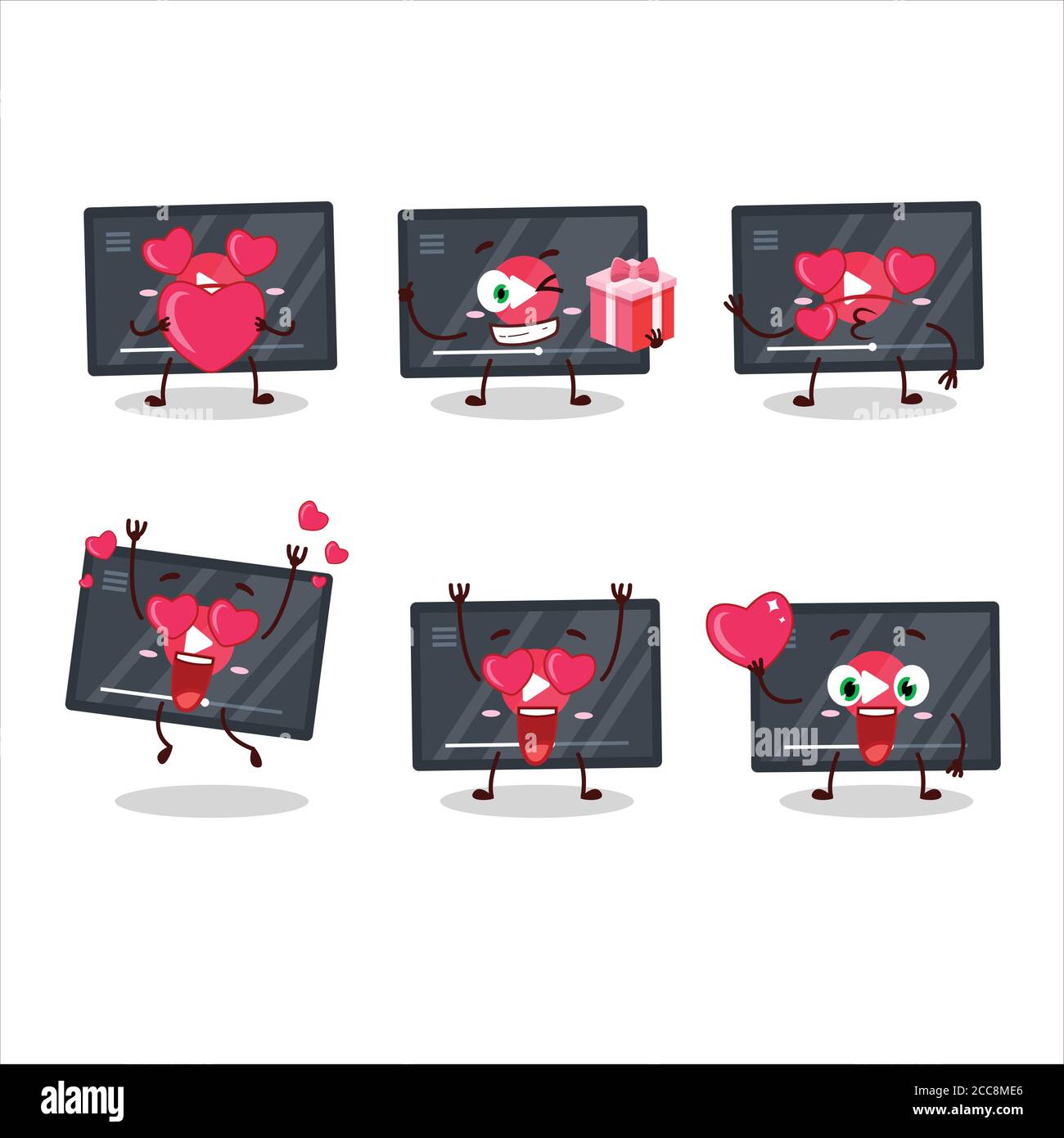 Video play button cartoon character with love cute emoticon Stock ...