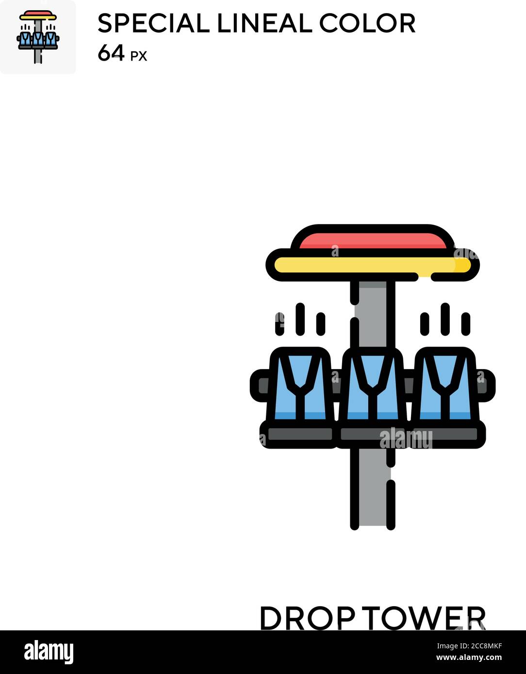 Drop tower Special lineal color vector icon. Illustration symbol design ...
