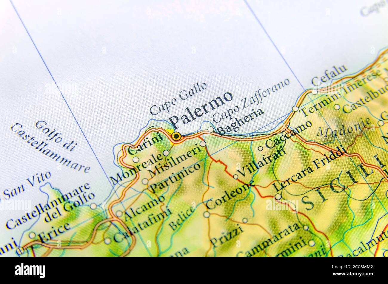 Geographic map of European country Italy with Palermo city Stock Photo ...