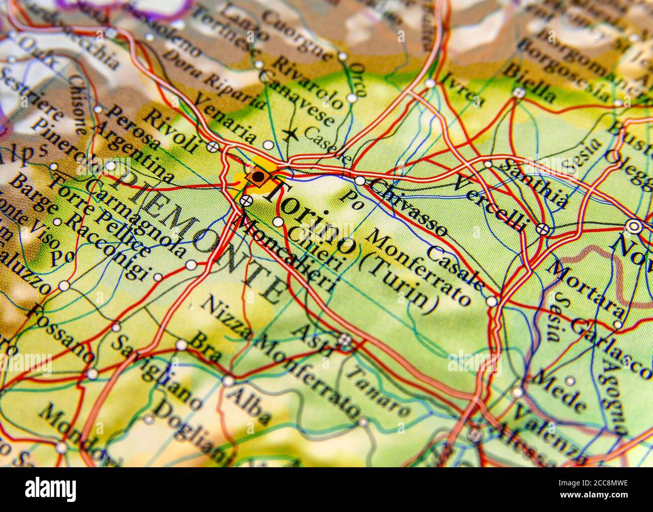 Geographic map of European country Italy with Torino city Stock Photo ...