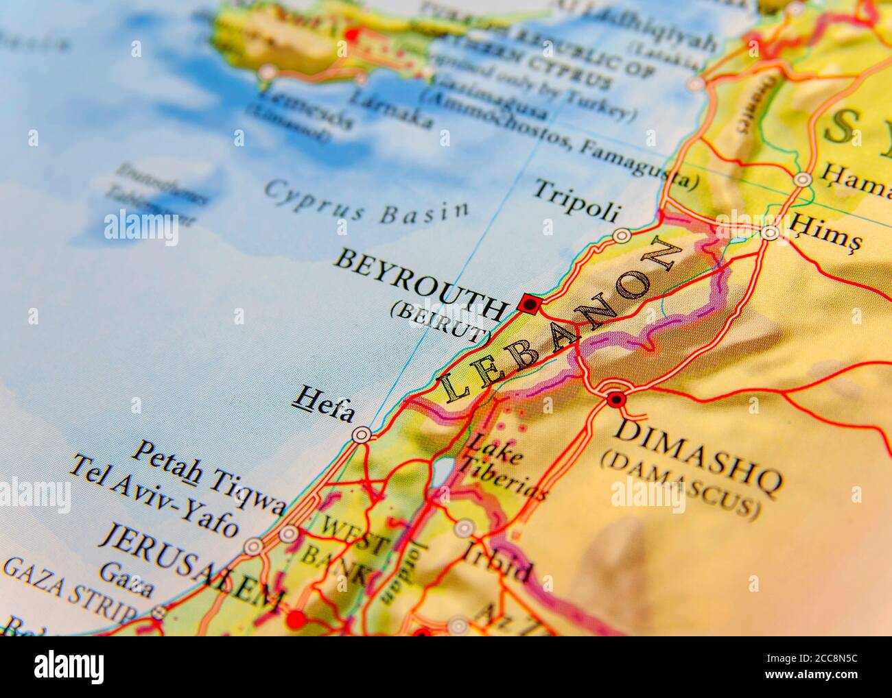 Geographic map of European country Lebanon with important cities Stock ...
