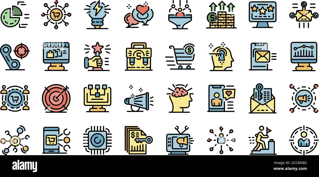 Marketer icons set vector flat Stock Vector Image & Art - Alamy