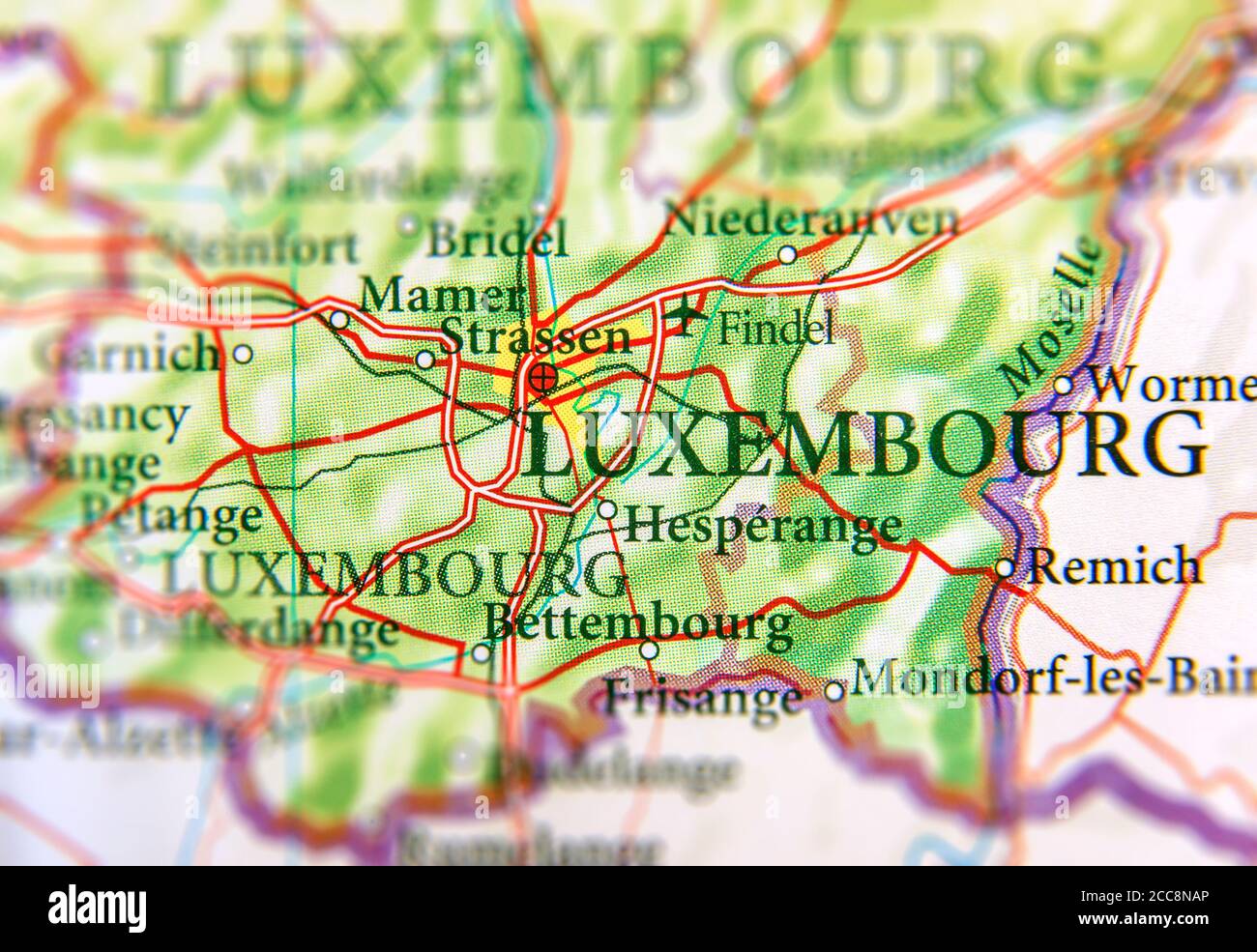 Geographic map of European country Luxembourg with Luxembourg capital ...