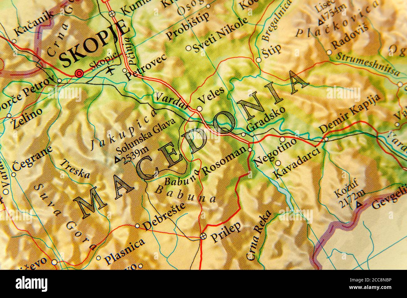 Geographic map of European country Macedonia with important cities ...