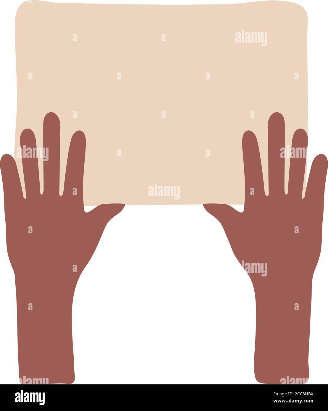 afro hands human protesting with banner flat style icon vector ...