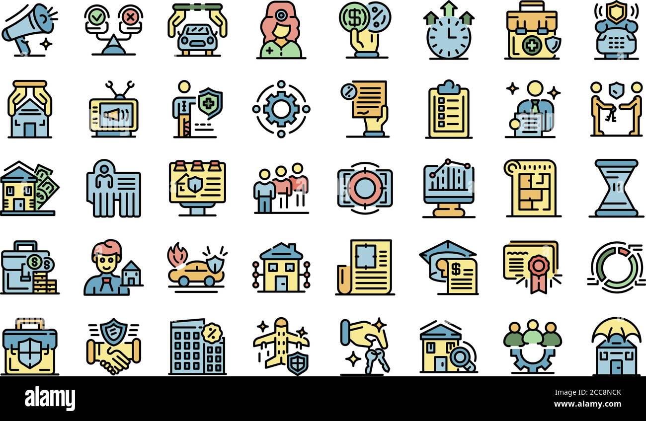 Advertising agent icons set vector flat Stock Vector Image & Art - Alamy