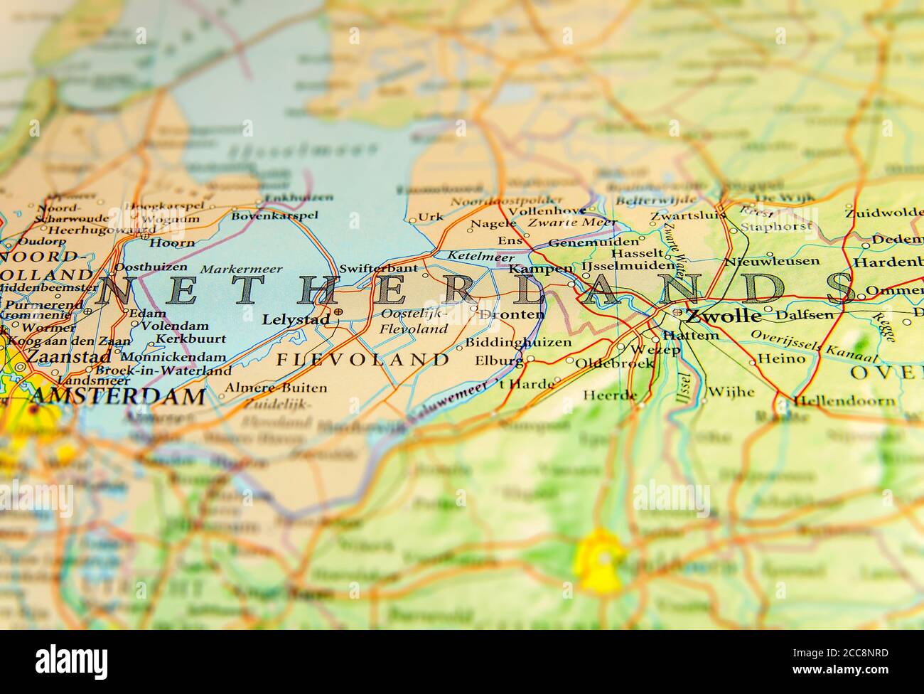 Geographic map of European country Netherlands with important cities ...