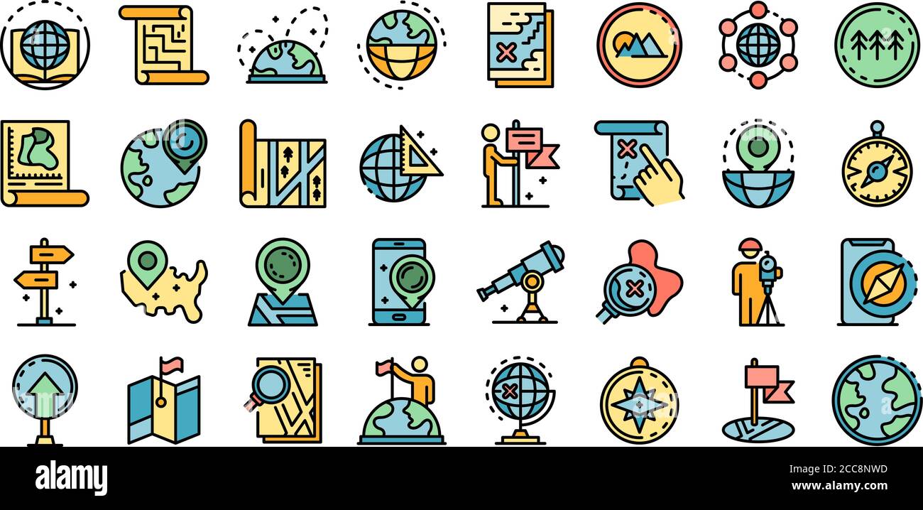 Cartographer icons set vector flat Stock Vector Image & Art - Alamy