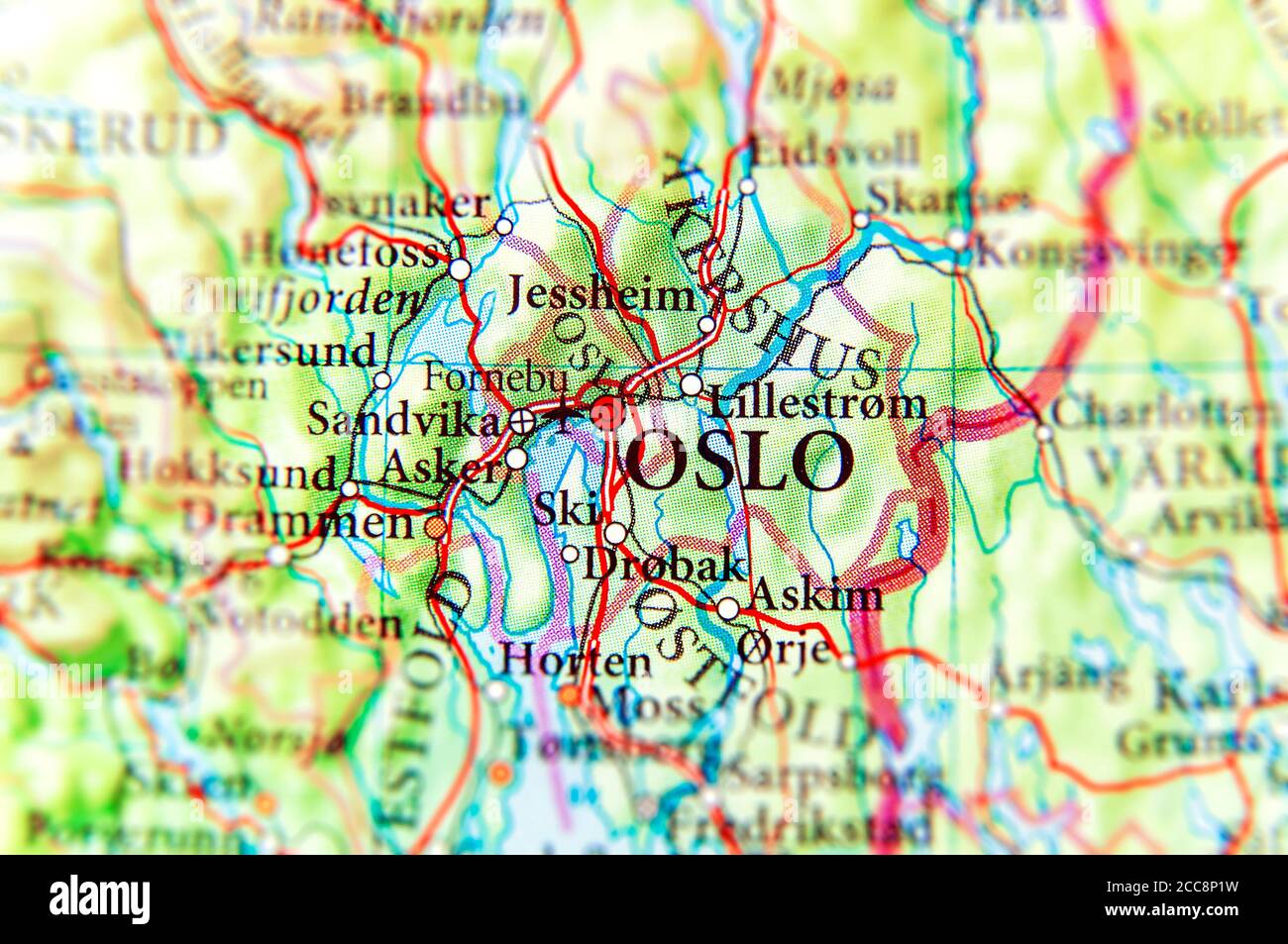 Geographic map of European country Norway with Oslo capital city Stock ...