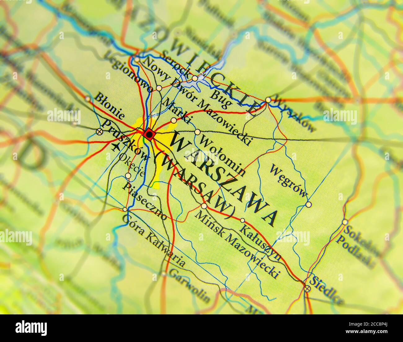 Geographic map of European country Poland with Warsaw city Stock Photo ...