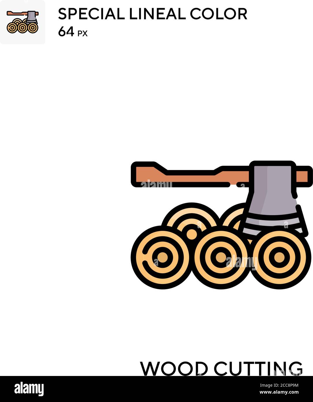 Wood cutting Special lineal color vector icon. Illustration symbol ...