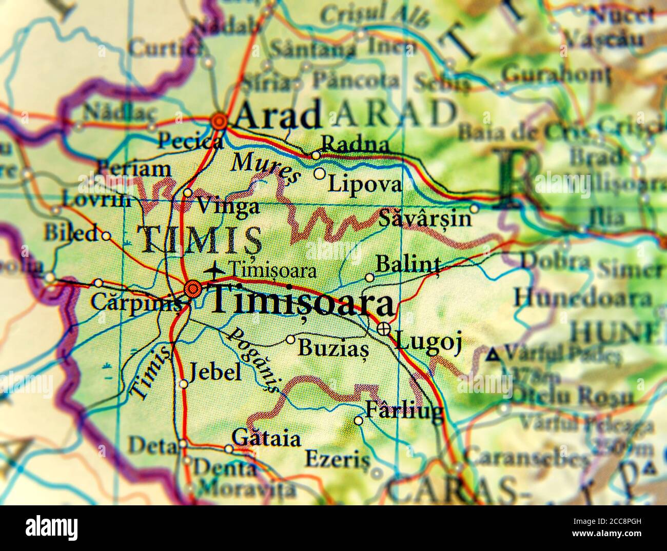 Geographic map of European country Romania with city Timisoara Stock ...
