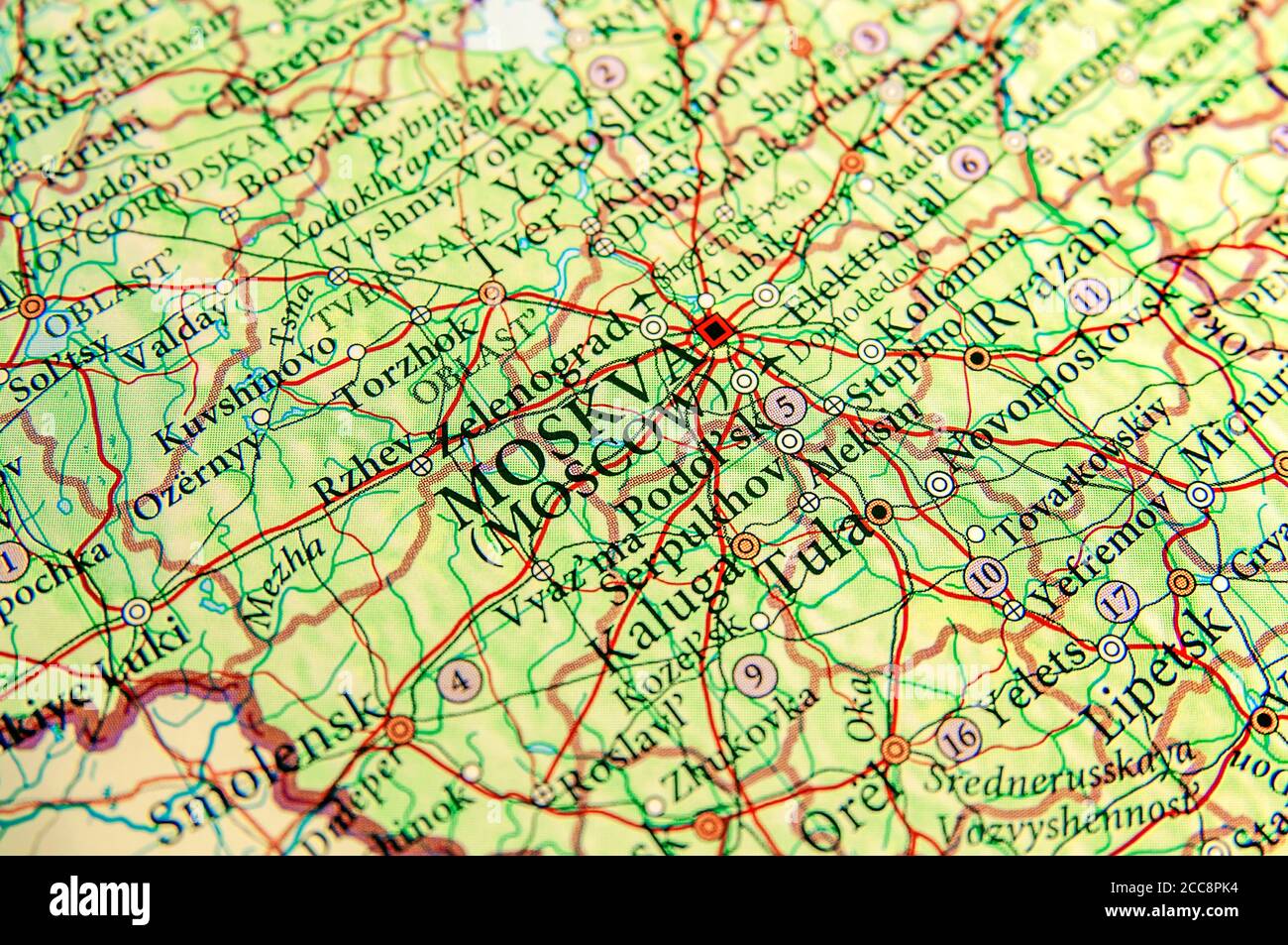 Geographic map of European country Russia with capital city Moscow ...