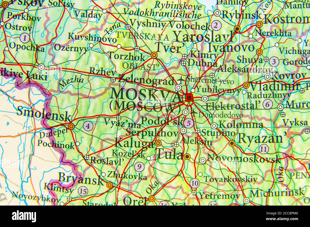 Geographic map of European country Russia with capital city Moscow ...
