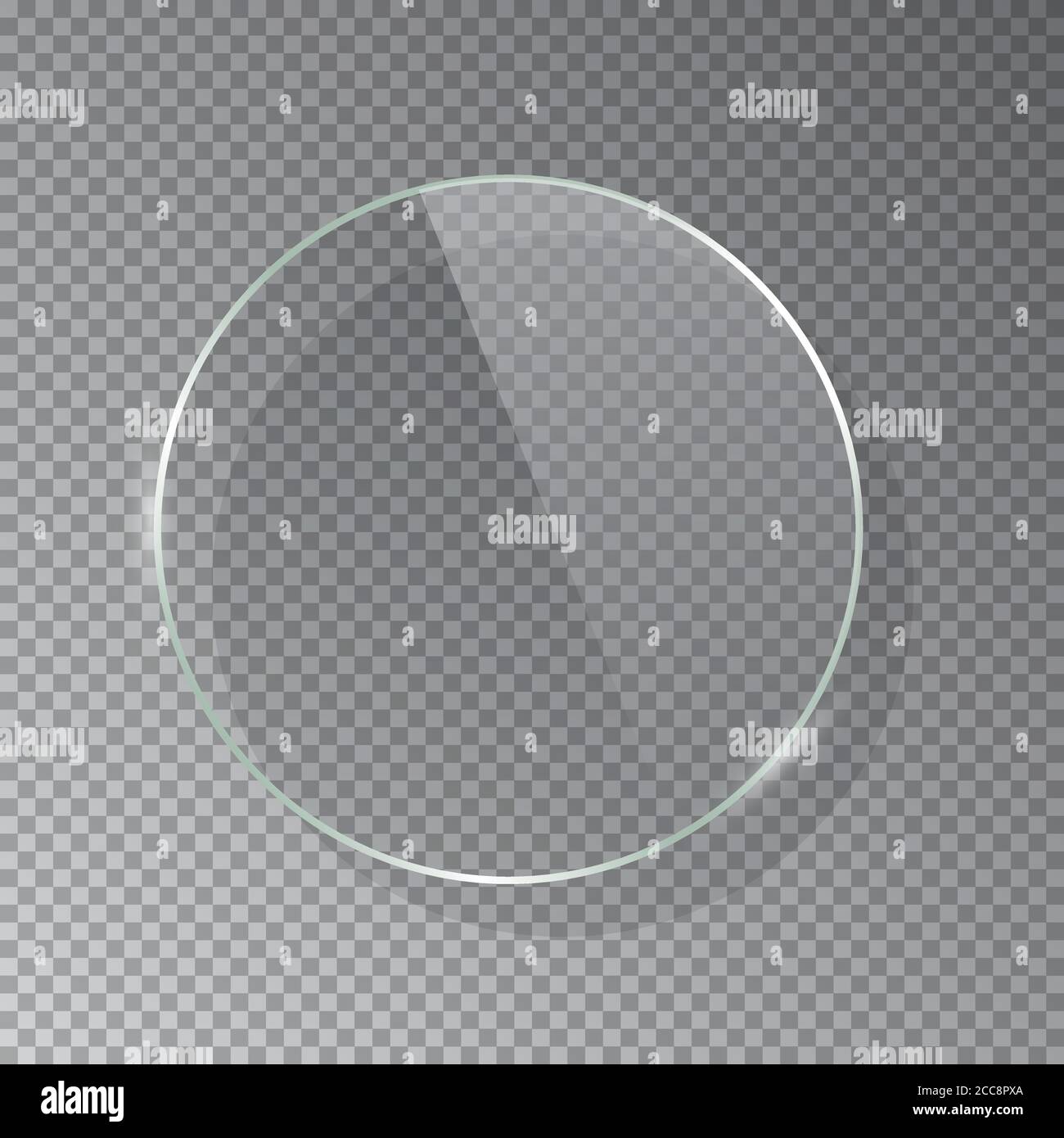 Realistic 3d circle glass frame isolated on grey transparent background ...