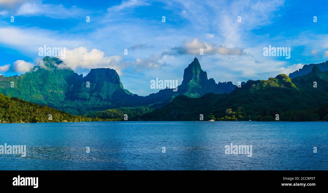 Moorea, French Polynesia: 09/03/2018: Beautiful landscape of the green ...