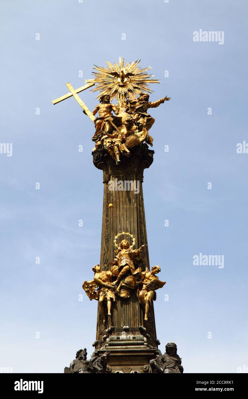 Holy trinity column in the Olomouc with blue sky Stock Photo - Alamy
