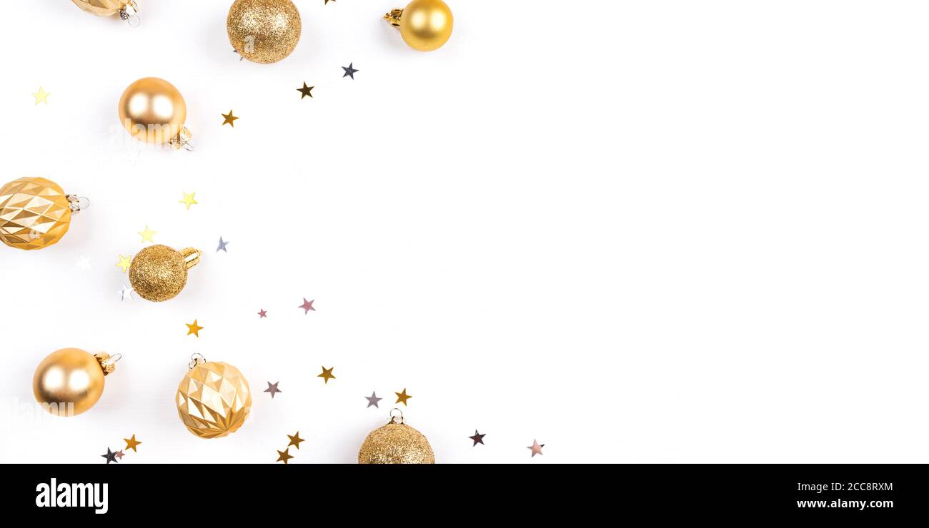Festive white background with Christmas decorations Stock Photo - Alamy