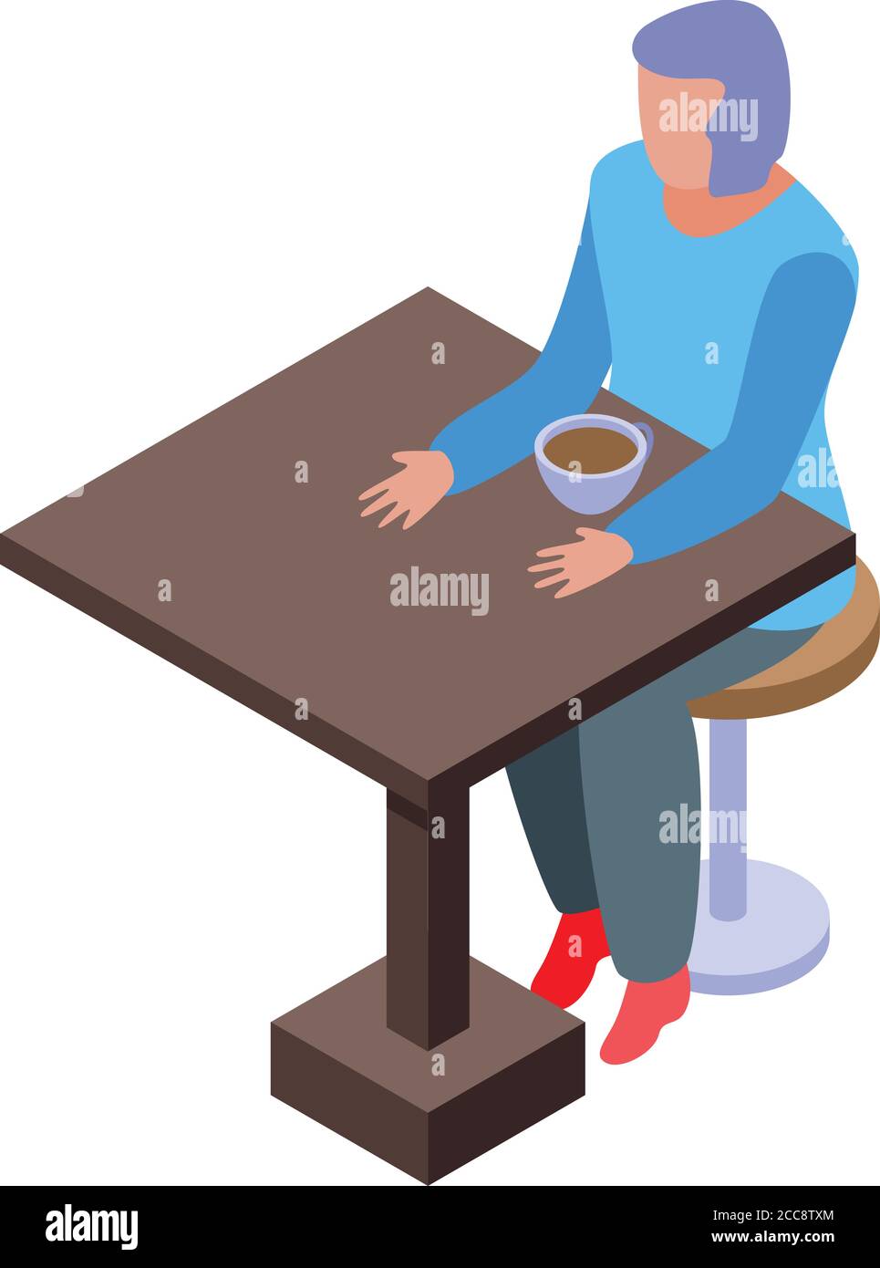 Mature woman happy coffee Stock Vector Images - Alamy