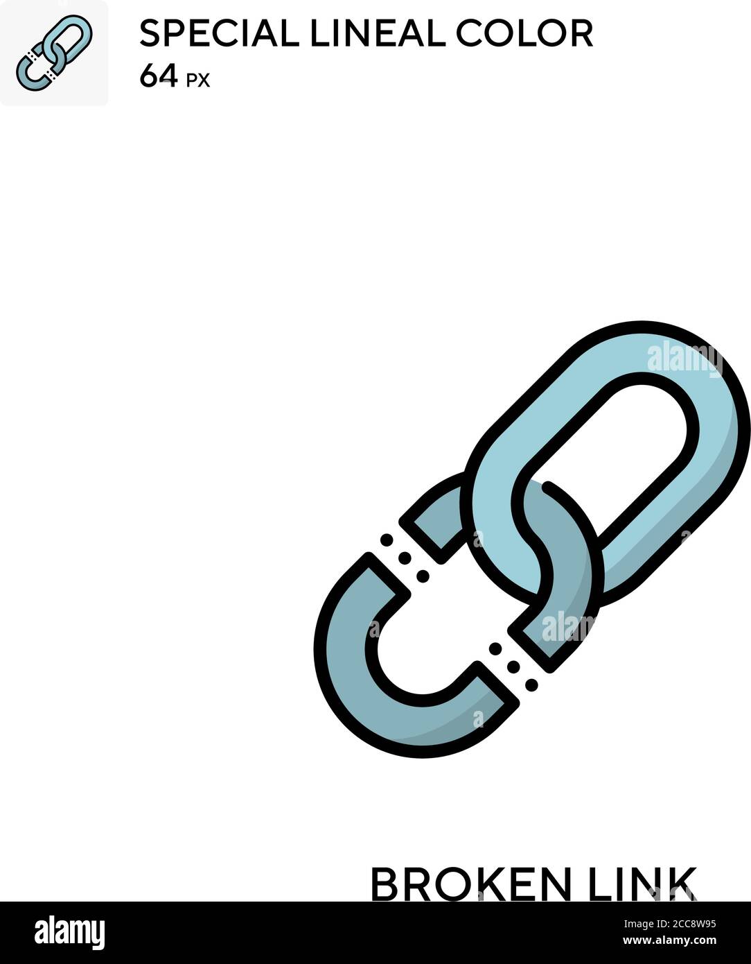 Broken link Special lineal color vector icon. Illustration symbol ...