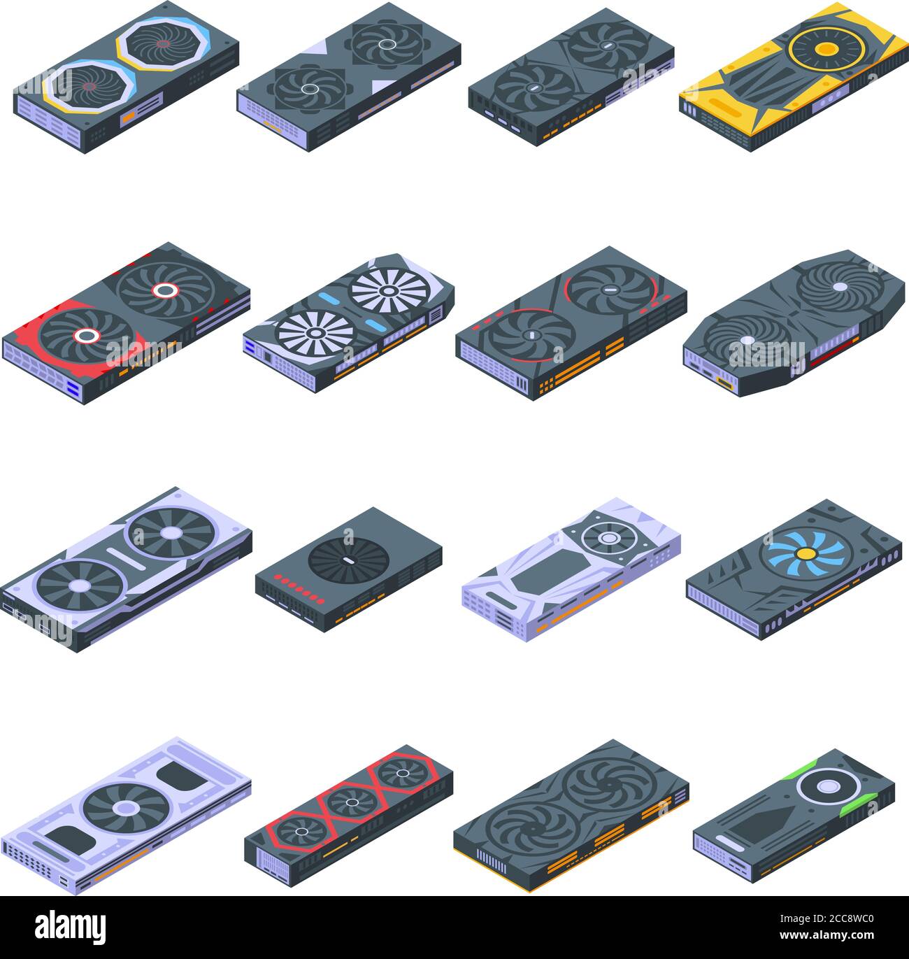 Graphics card icons set, isometric style Stock Vector Image & Art - Alamy
