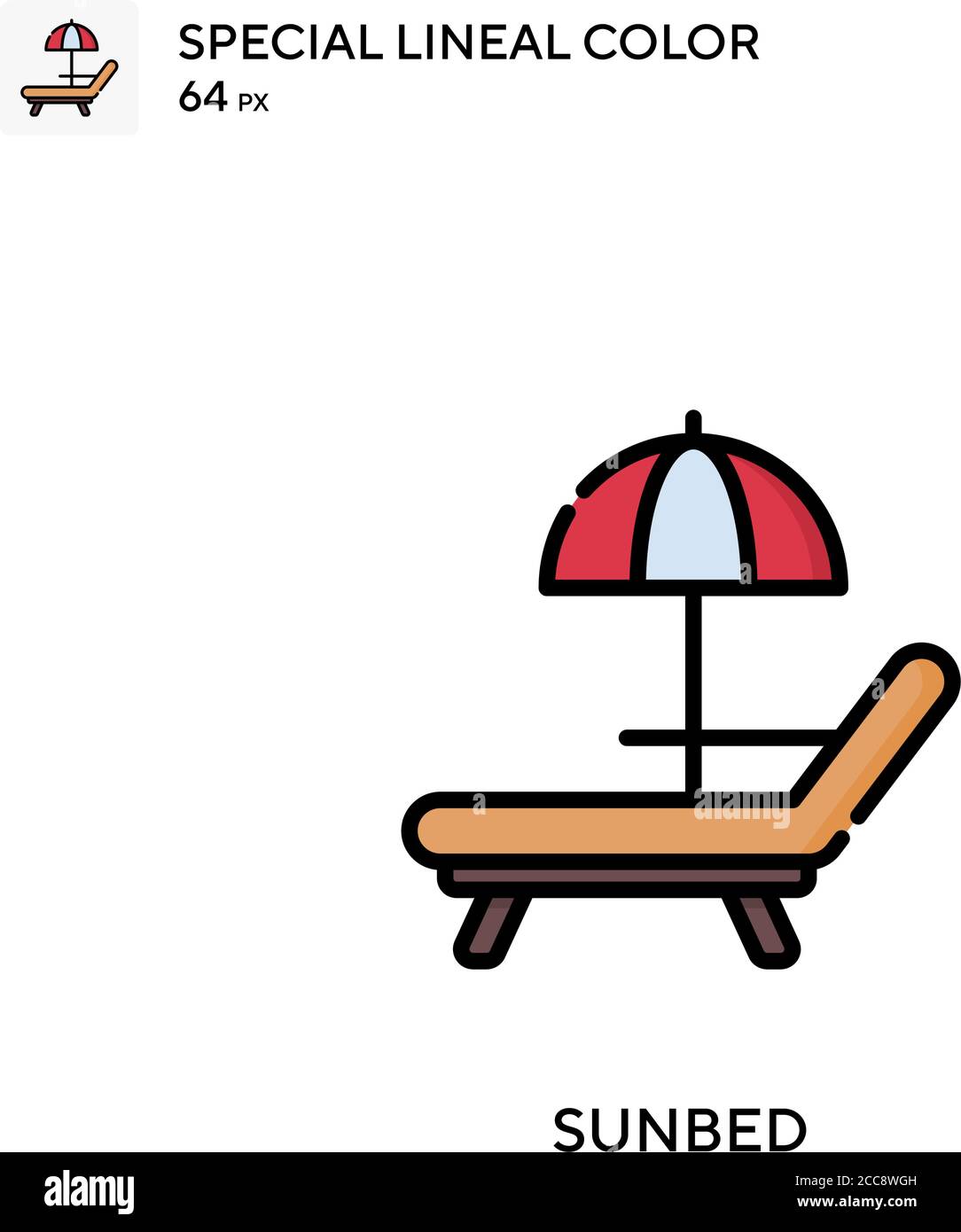 Sunbed Special lineal color vector icon. Illustration symbol design template for web mobile UI ...