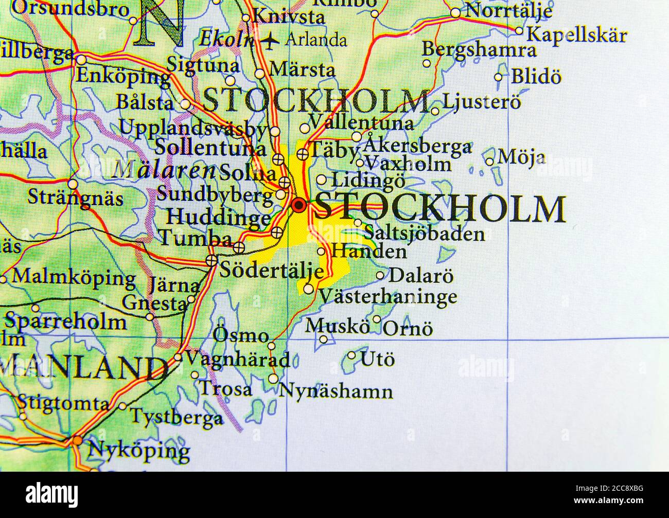 Geographic map of European country Sweden with capital city Stockholm ...