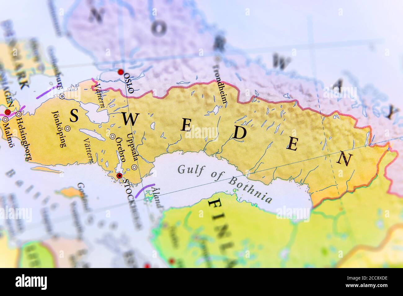 Geographic map of European country Sweden with important cities Stock ...