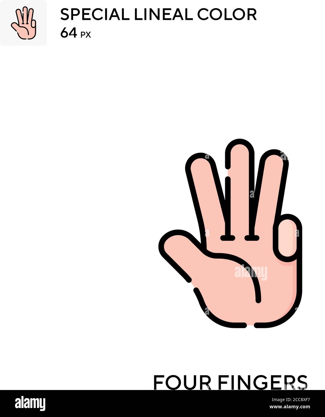 Four fingers Special lineal color vector icon. Illustration symbol ...